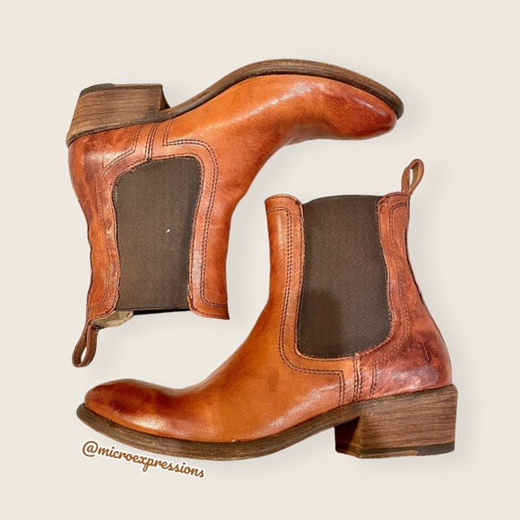 Frye | Shoes | Frye Carson Chelsea Cognac Brown Pull On Low Heel Comfy ...